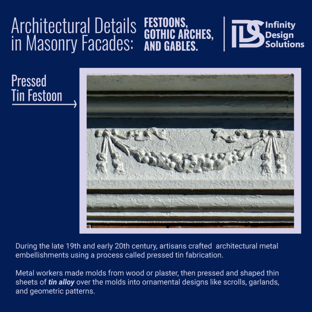 Architectural Details in Masonry Facades - Festoons, Gothic Arches, and ...